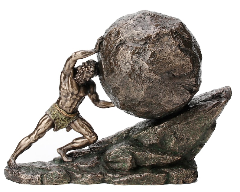 Statue de figurine de Sisyphe Sisyphe qui pousse le rocher - Etsy France