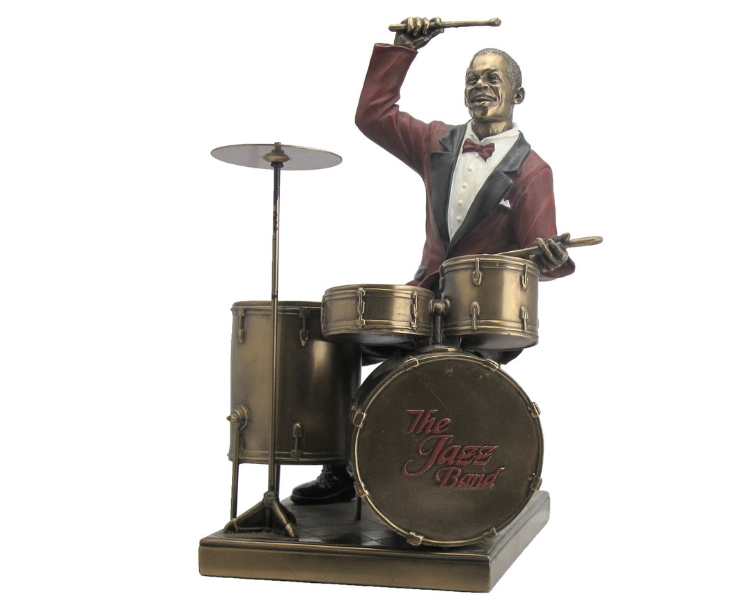 Jazz Band Drum Player Figurine Statue, Male Drump Player Sculpure ...