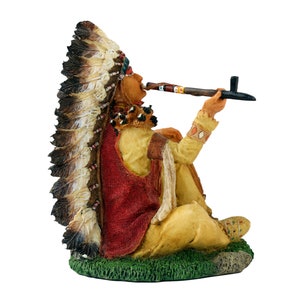 Native American Indian Chief Smoking Peace Pipe Statue, Indian Chief ...