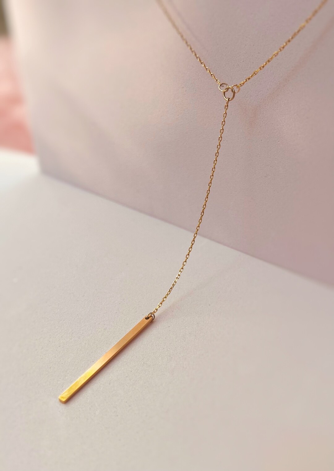 Boho Bar Pendant Necklace - 18k Gold Plated Stainless Steel Chain - Etsy