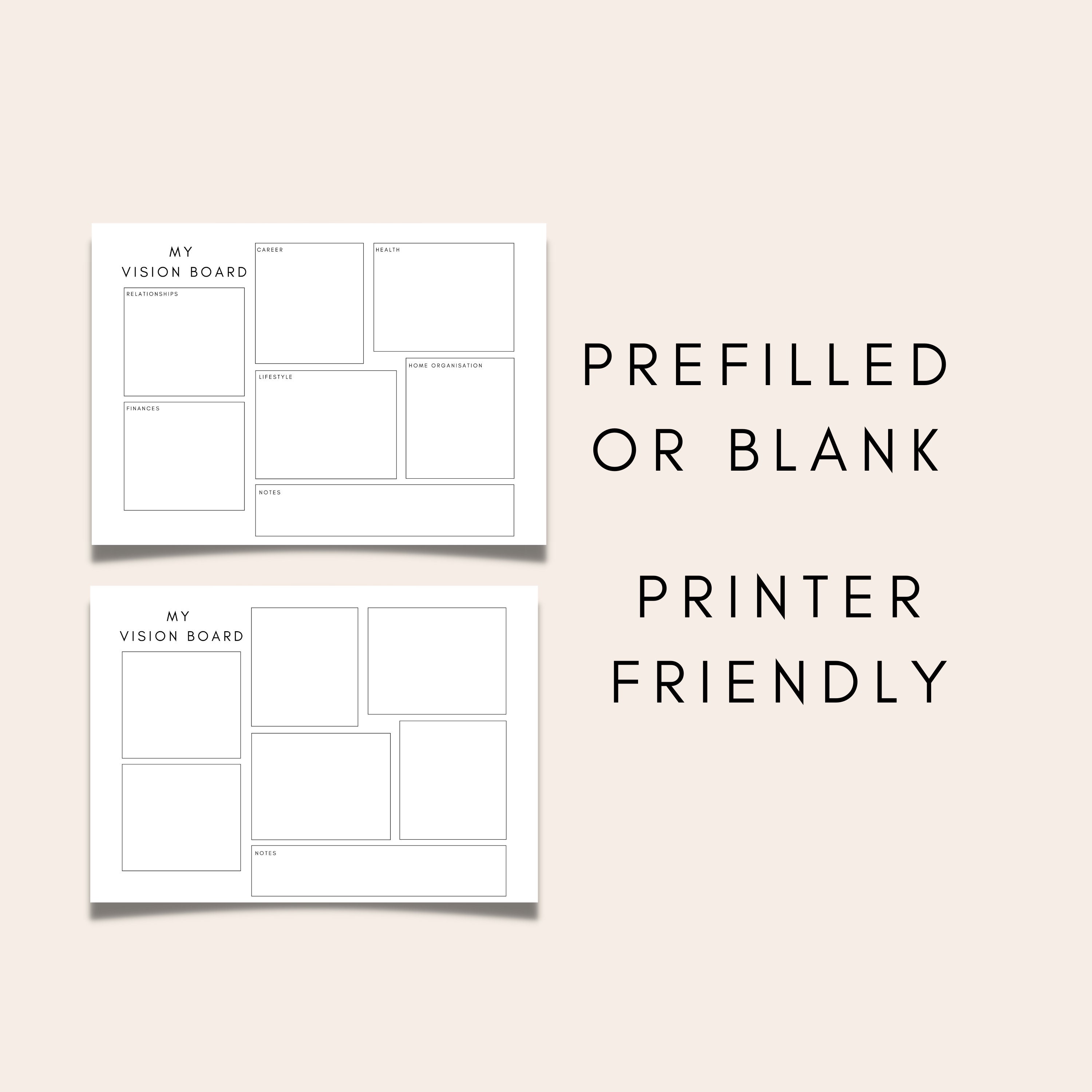 Simple and Easy to Use Vision Board Printables: 4 Templates Included in ...