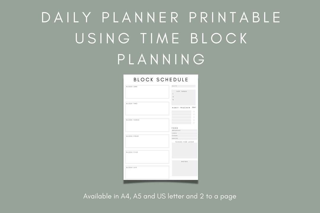 Daily Planner Printable Using Time Blocking. Undated and Minimalist ...
