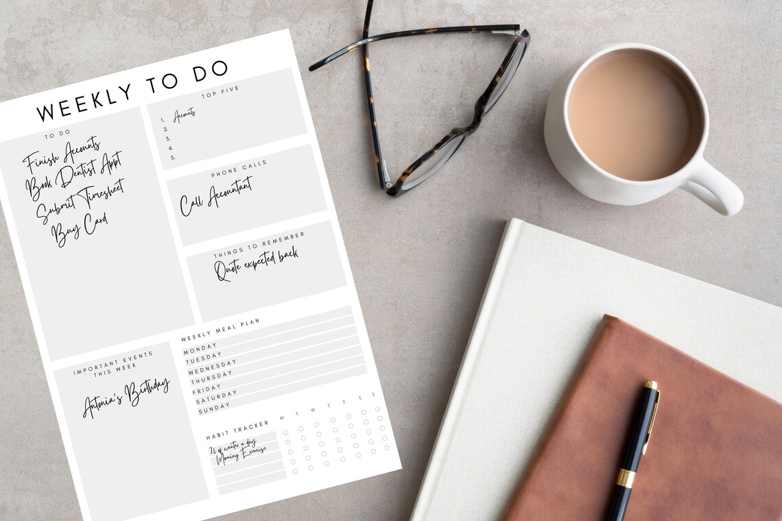 Weekly Planner Printable in 8 Colours: an Undated Planner Containing ...