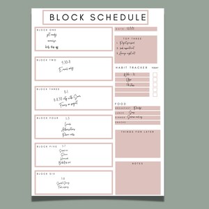 Block Schedule, Printable Planner Bundle. an Undated Daily Planner ...