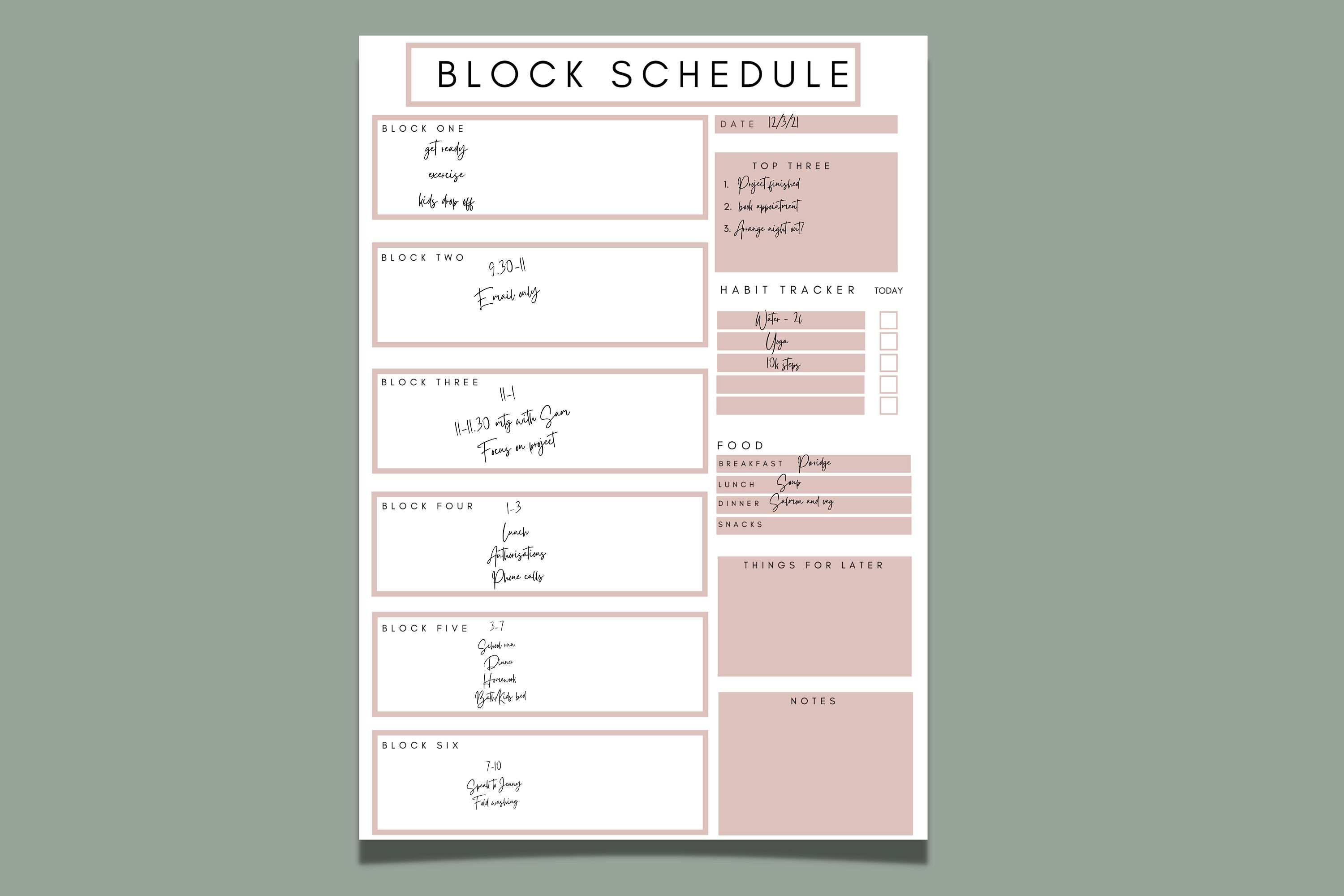Block Schedule Printable Planner Bundle. an Undated Daily - Etsy UK