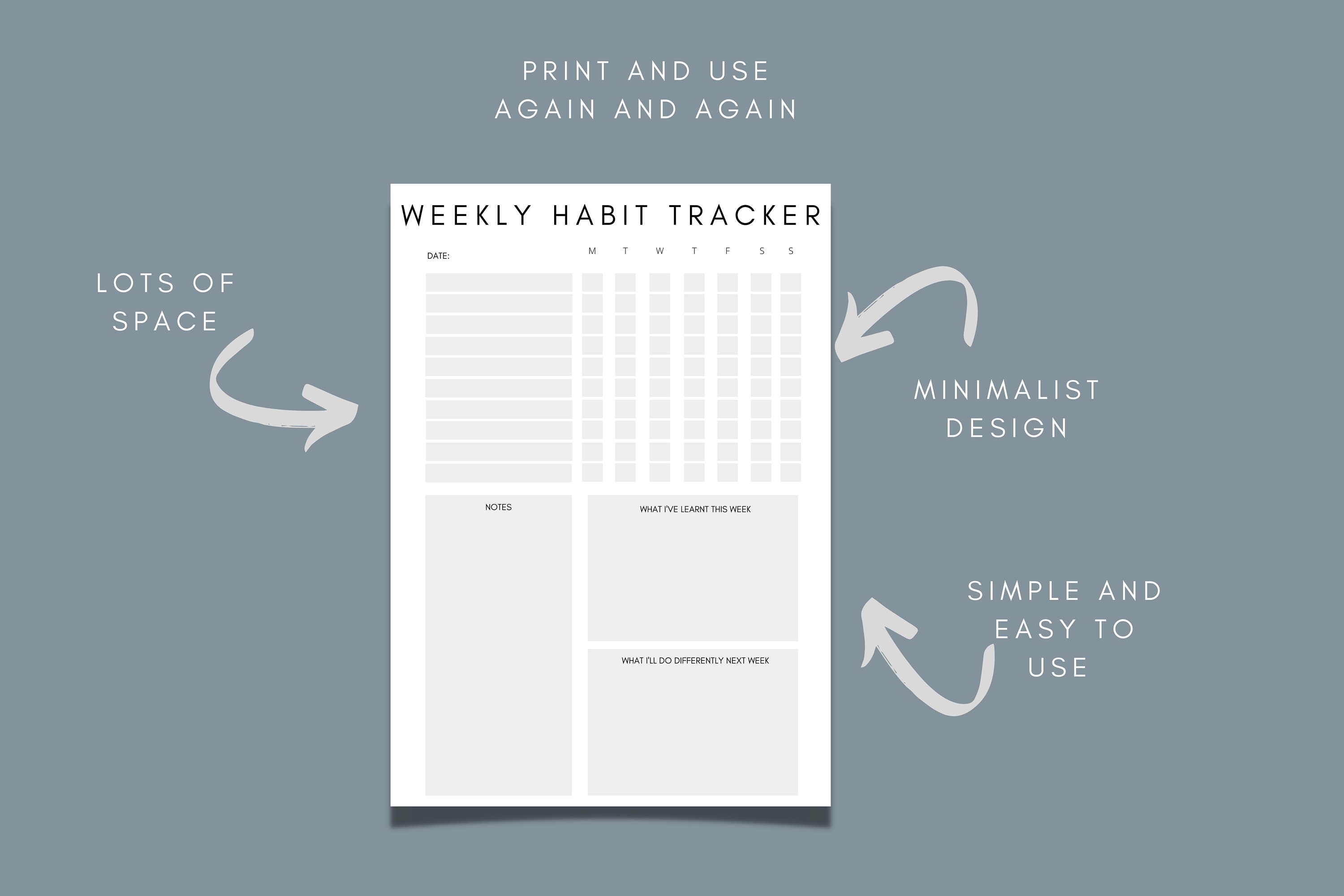 Weekly Habit Tracker Printable: Make the Life Changes You Want, Great ...