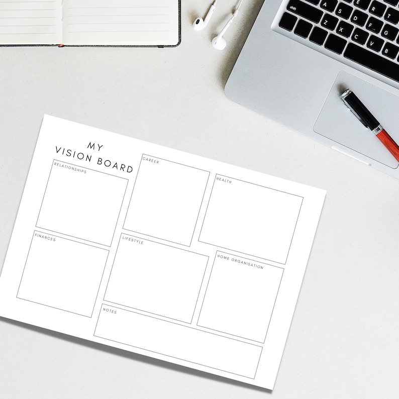 Simple and Easy to Use Vision Board Template: 4 Printables Included in ...