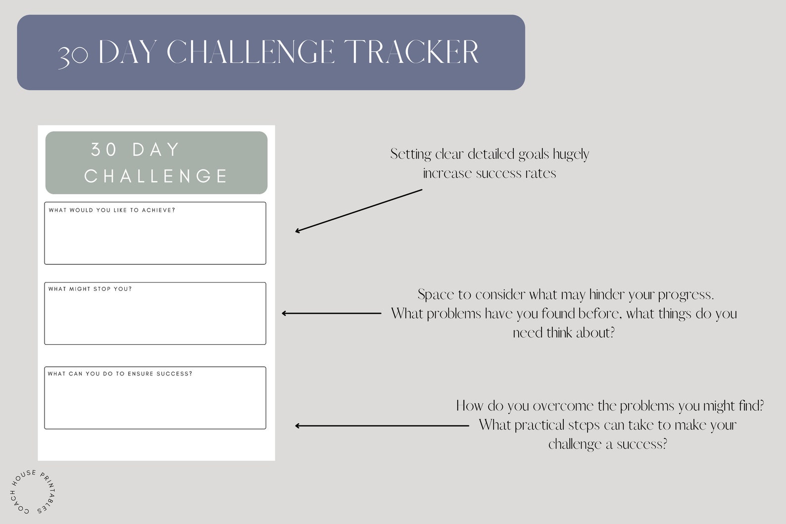 30 Day Challenge Printable, Goal Planner, Habit Tracker. Use This 30 ...