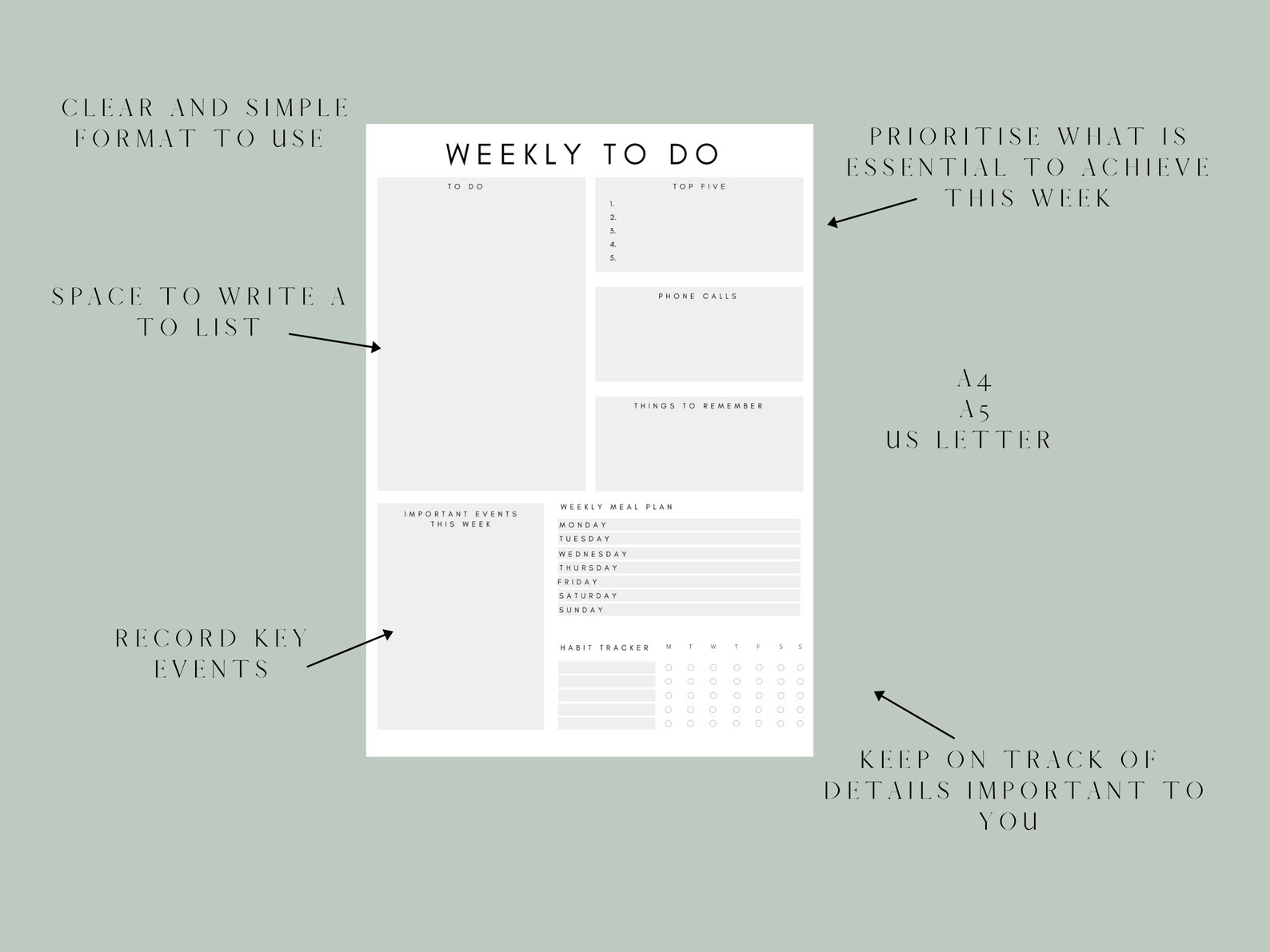 Undated Weekly Planner Printable: Create Your Weekly to Do List, Weekly ...
