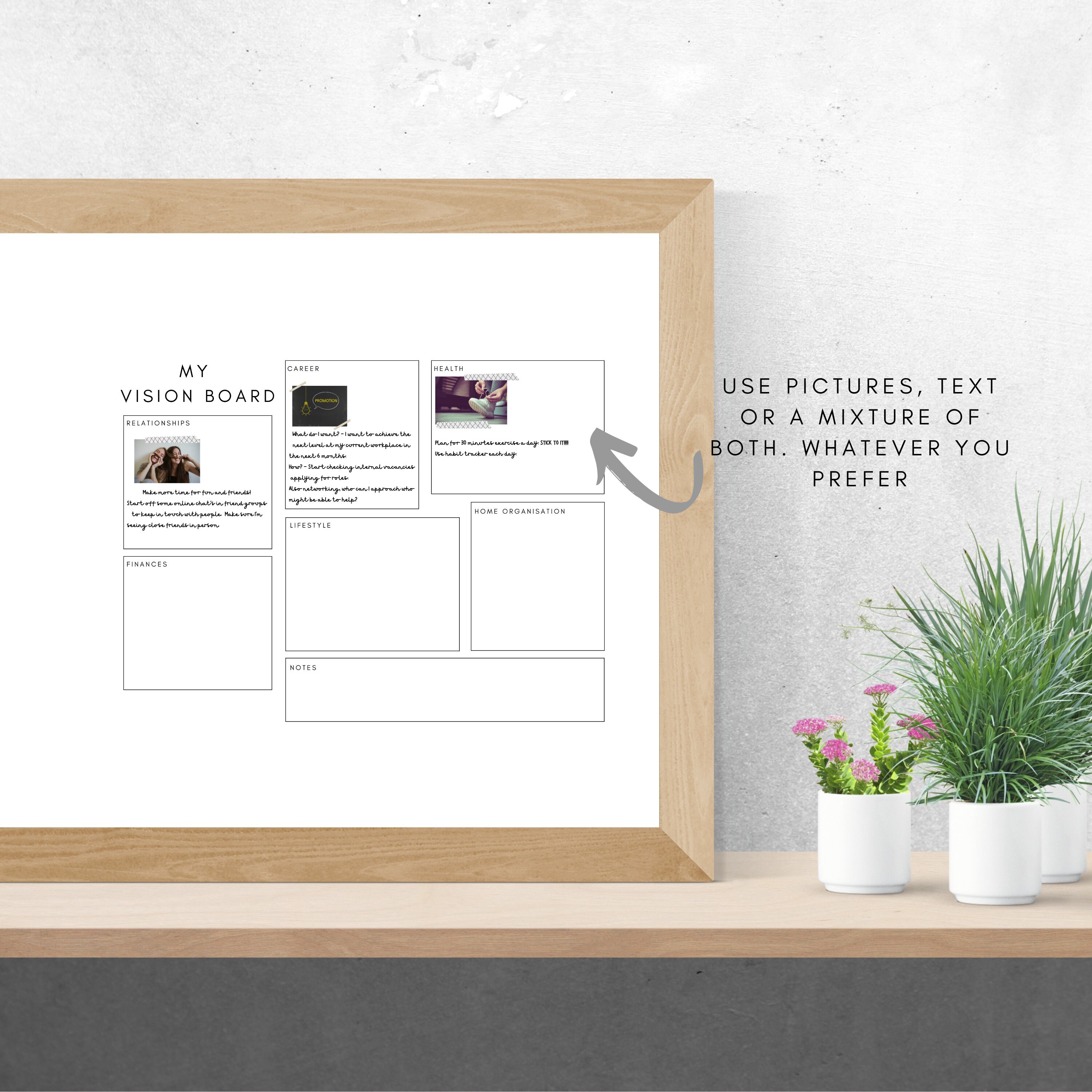 Simple and Easy to Use Vision Board Printables: 4 Templates Included in ...