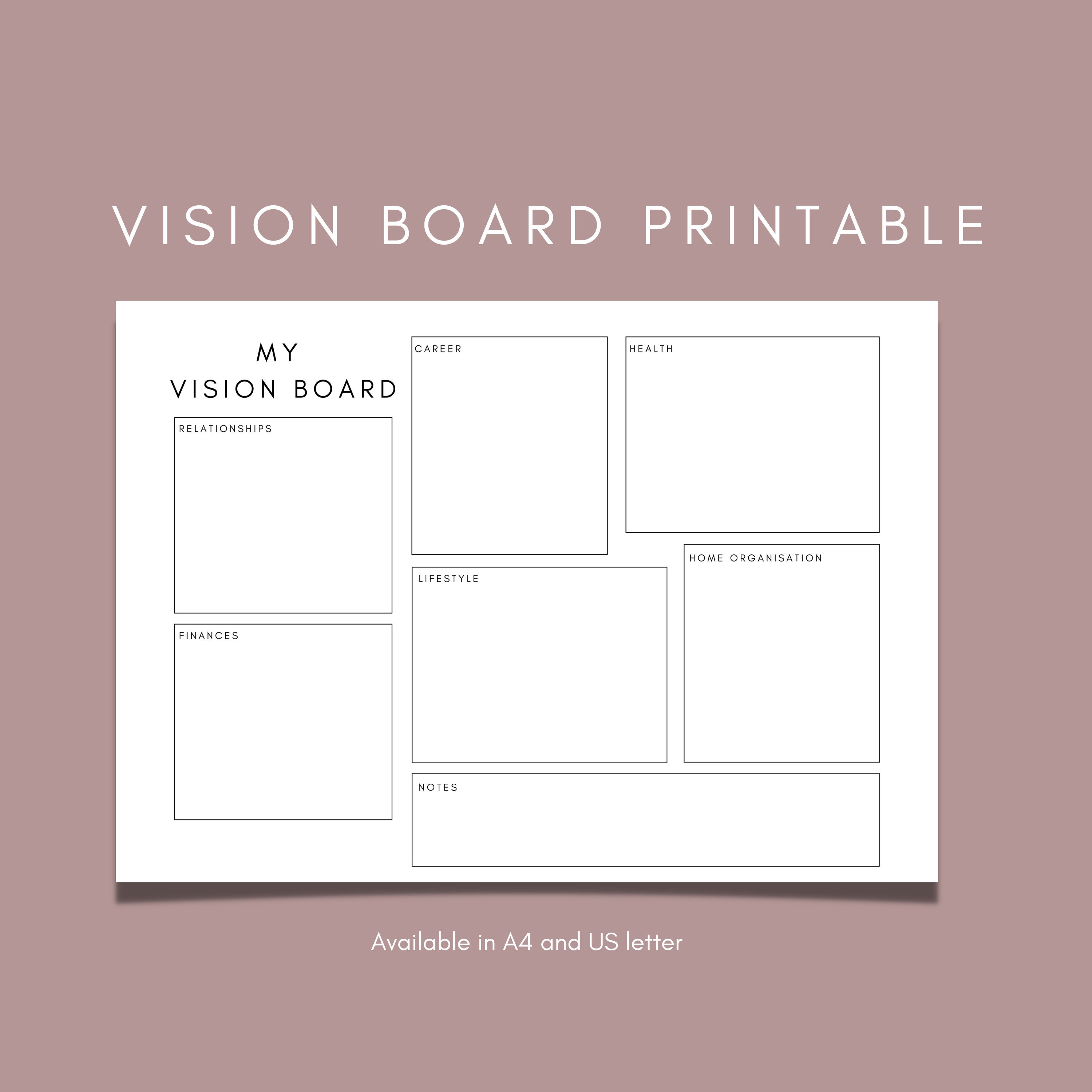 Simple and Easy to Use Vision Board Template: 4 Printables Included in ...