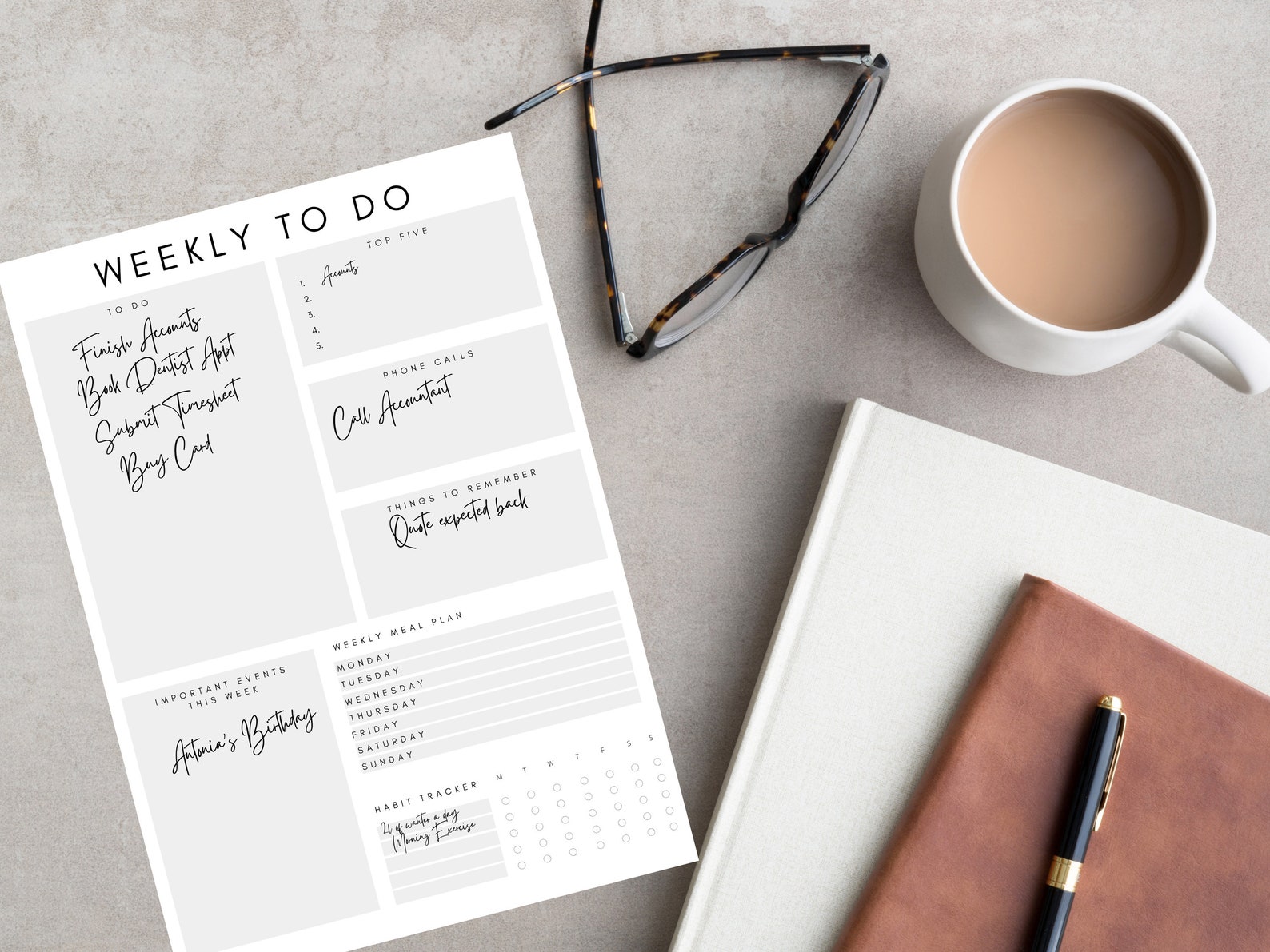 Undated Weekly Planner Printable: Create Your Weekly to Do List, Weekly ...