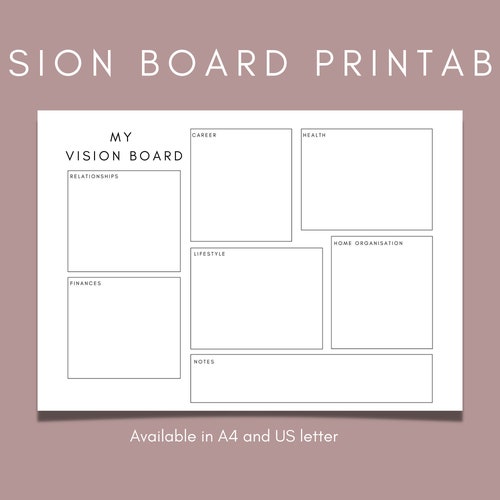 Minimalist Printable Vision Board Templateprintable Dream Etsy Australia