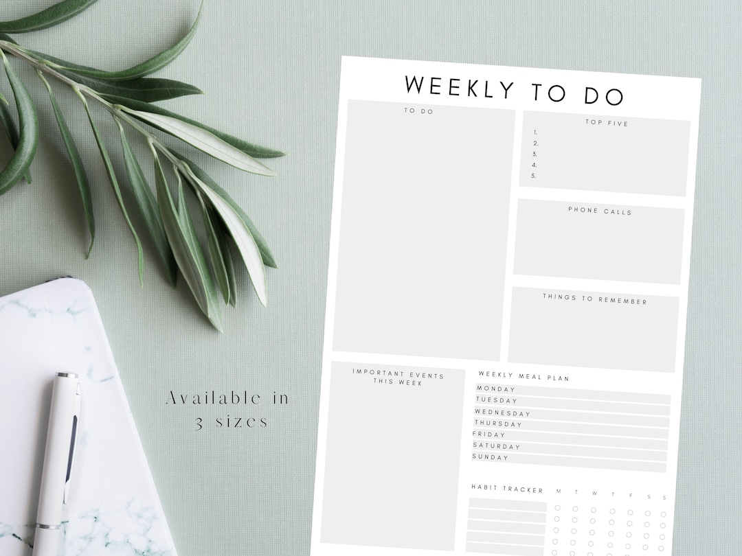 Undated Weekly Planner Printable: Create Your Weekly to Do List, Weekly ...