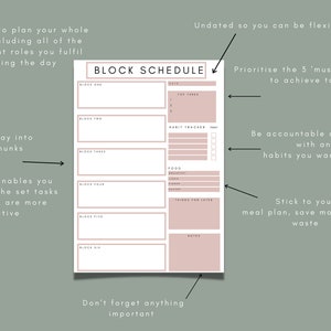 Block Schedule, Printable Planner Bundle. an Undated Daily Planner ...