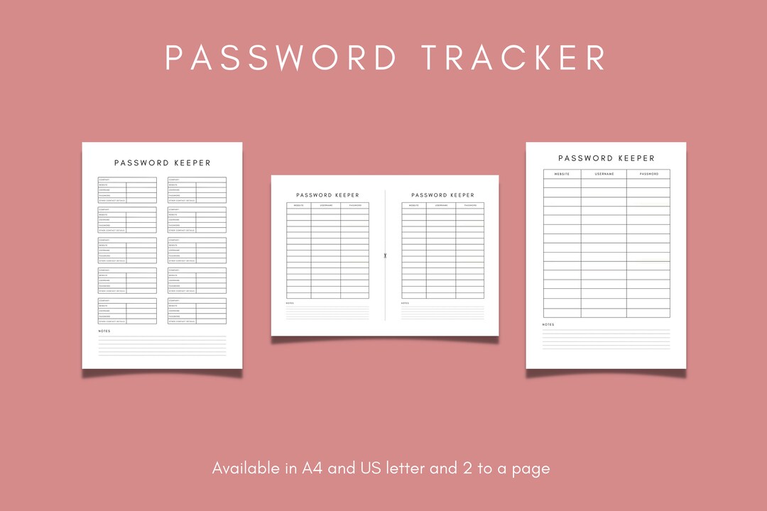 Password Keeper & Printable Password Book and List: Password Tracker ...