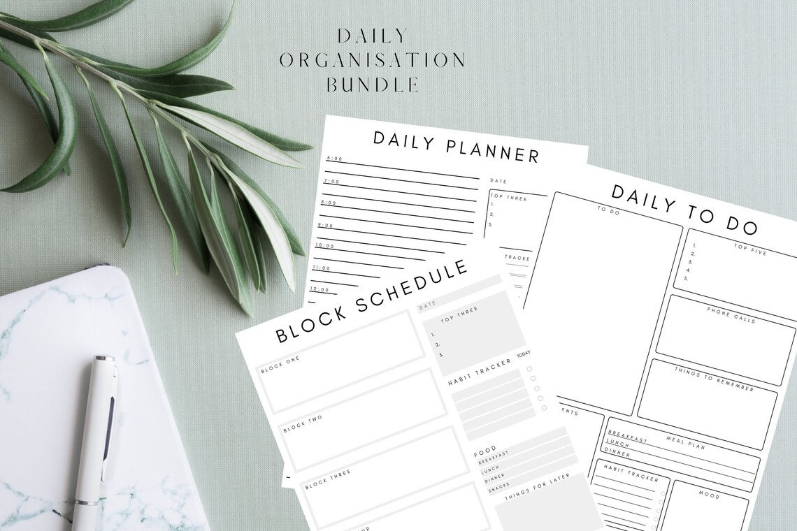 Daily Productivity Planner: 3 Different Undated Daily Planner ...