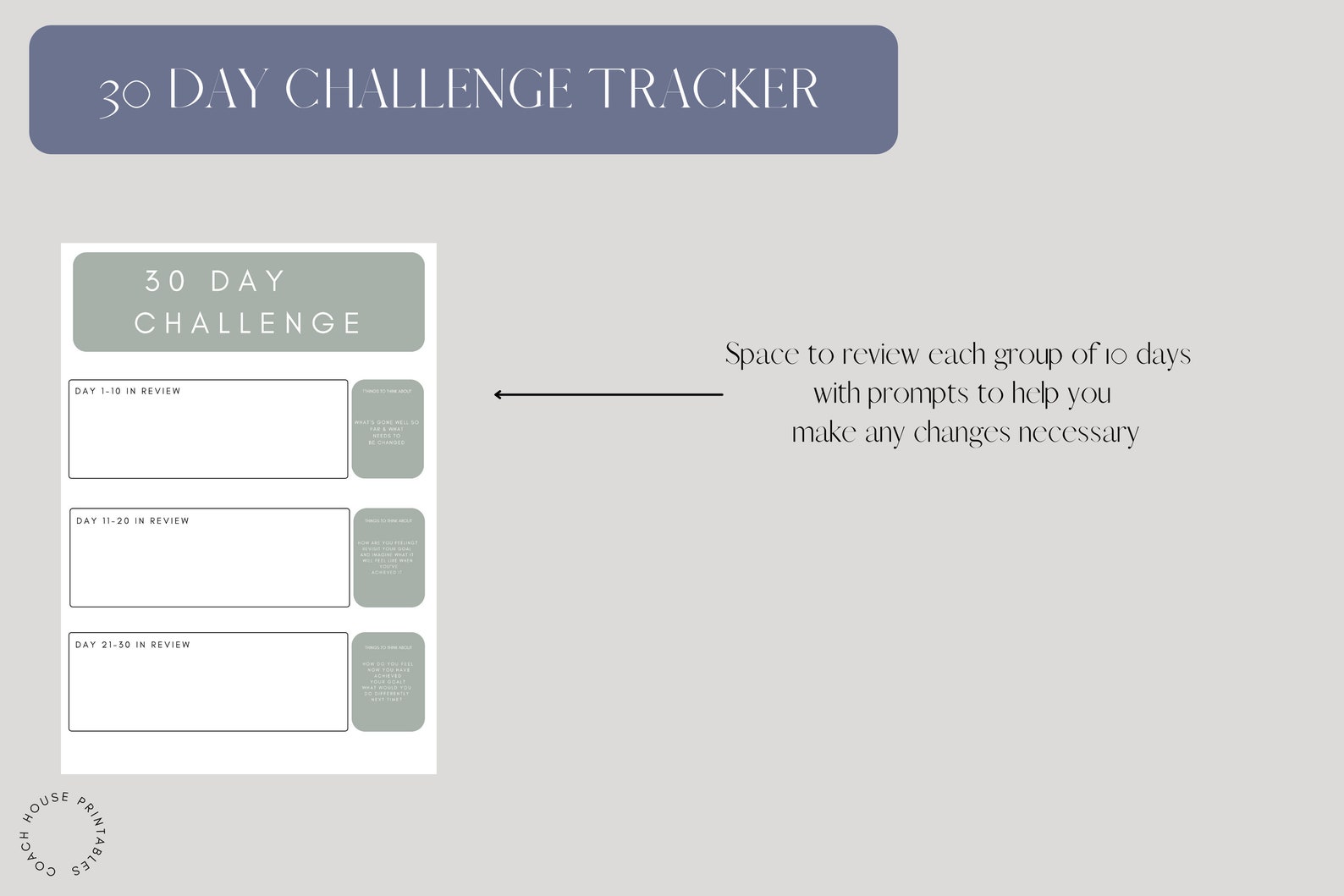 30 Day Challenge Printable, Goal Planner, Habit Tracker. Use This 30 ...