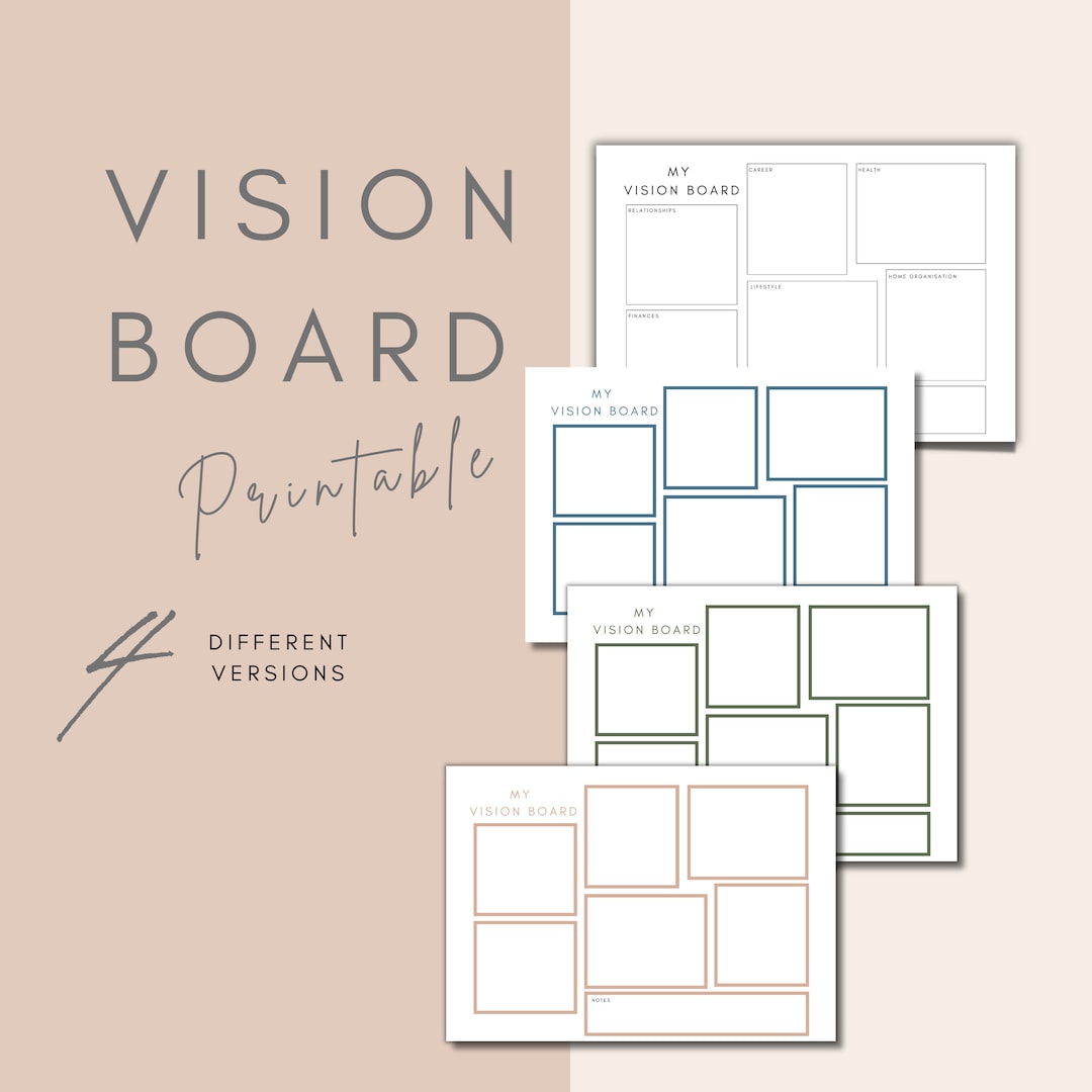 Simple and Easy to Use Vision Board Printables: 4 Templates Included in ...