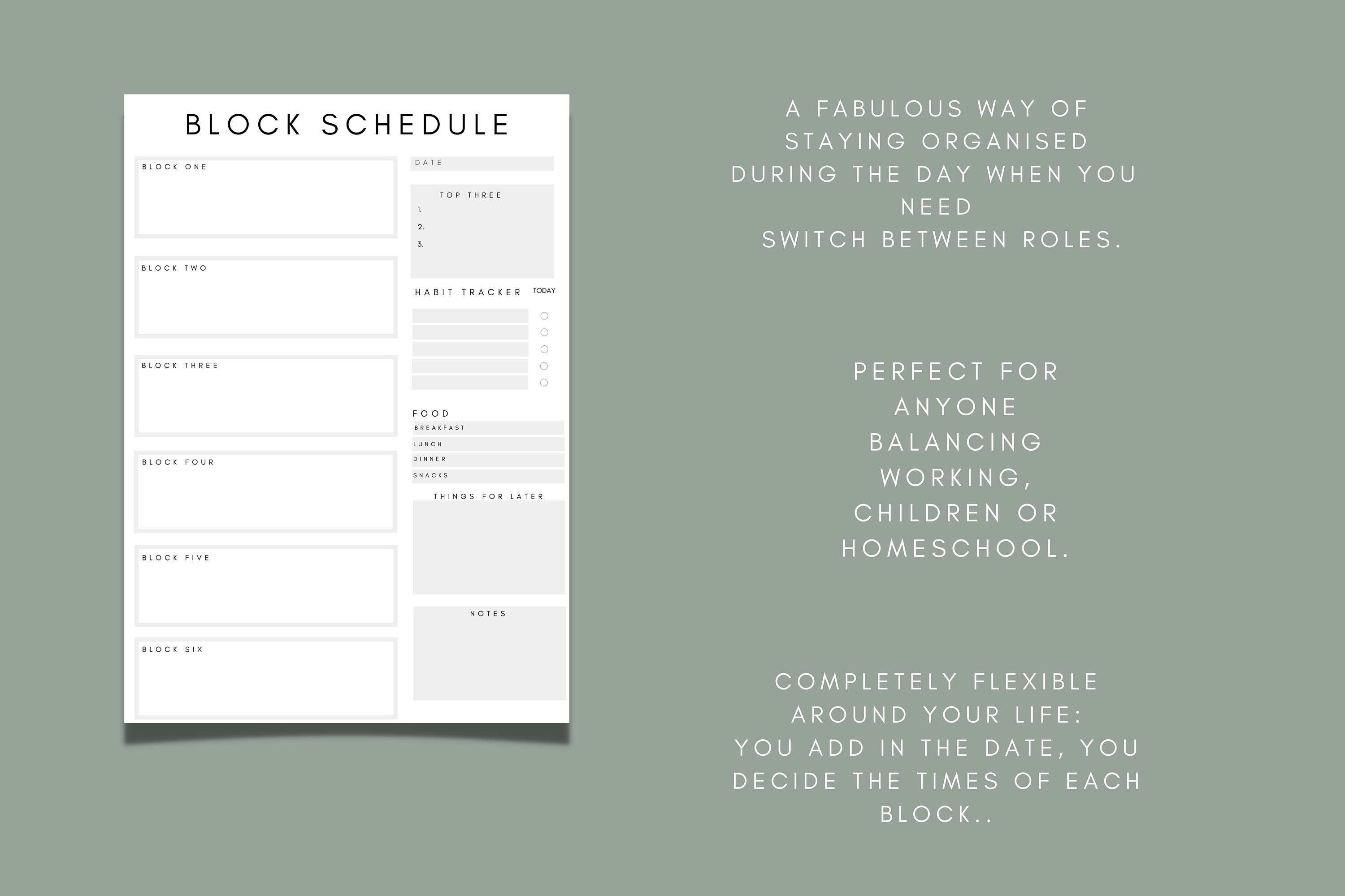 Daily Planner Printable Using Time Blocking. Undated and Minimalist ...