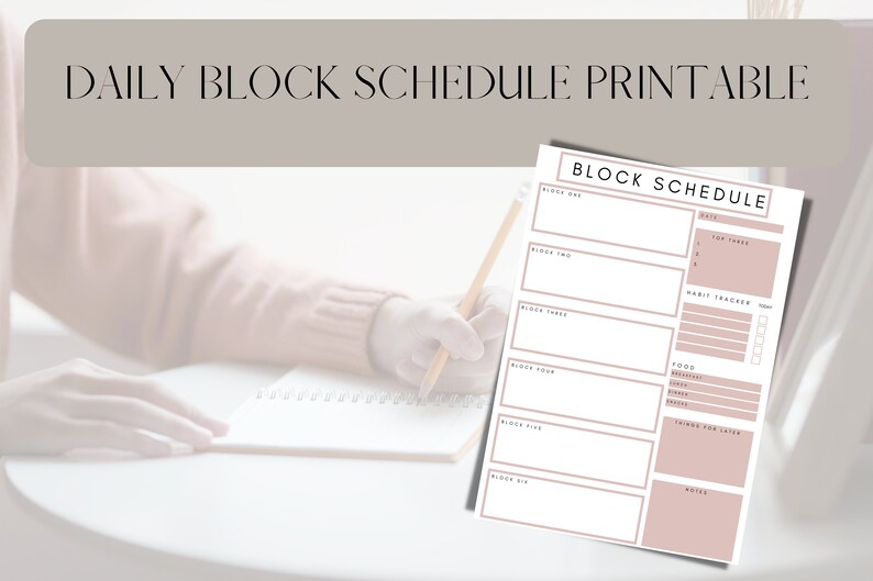 Block schedule printable planner bundle. An undated daily | Etsy