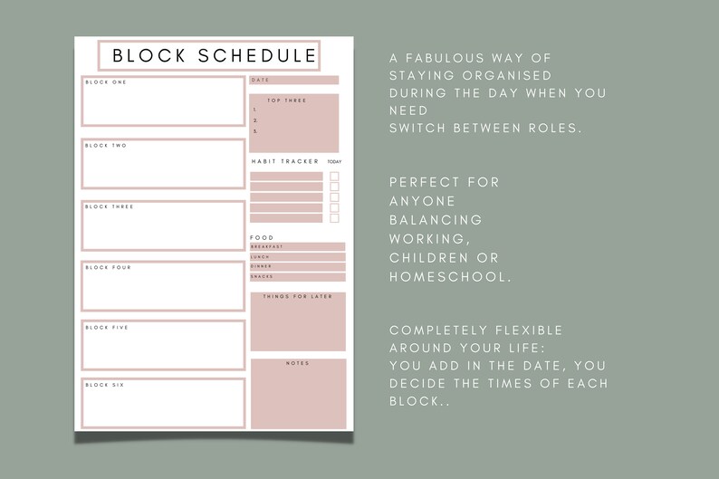 Block Schedule, Printable Planner Bundle. an Undated Daily Planner ...