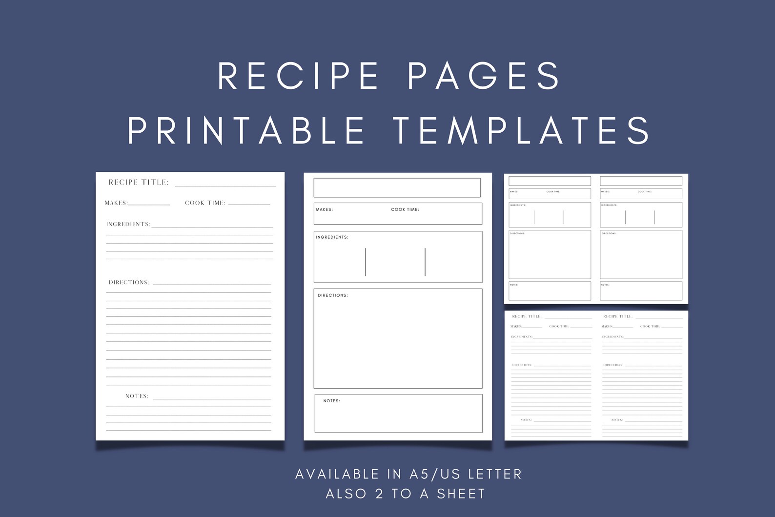 Recipe Template Pdf in 2 Sizes. A Recipe Page That You Can Use to ...