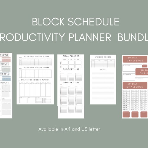 Block Schedule Printable Planner Bundle. an Undated Daily - Etsy UK