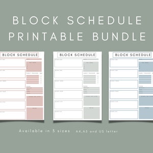 Block Schedule, Printable Planner Bundle. an Undated Daily Planner ...