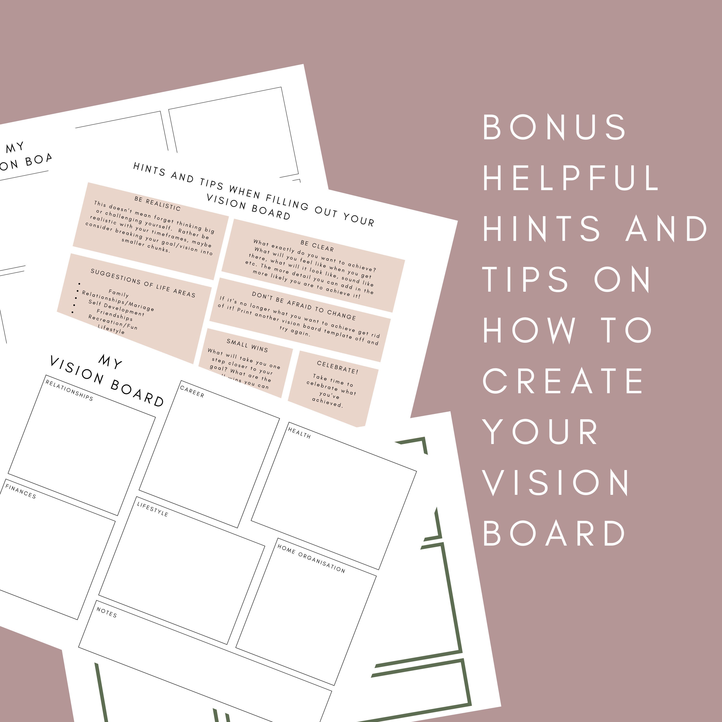 Vision Board Template: DIY Goal Planner Printables (A4/US Letter ...