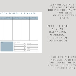 Coloured Daily Block Schedule Printable Undated Horizontal Design ...
