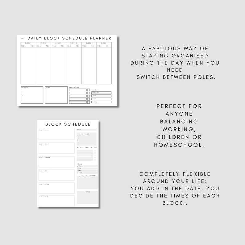 Block Schedule and Timer Tracker: Minimalist Daily Planner Pdf in 2 ...
