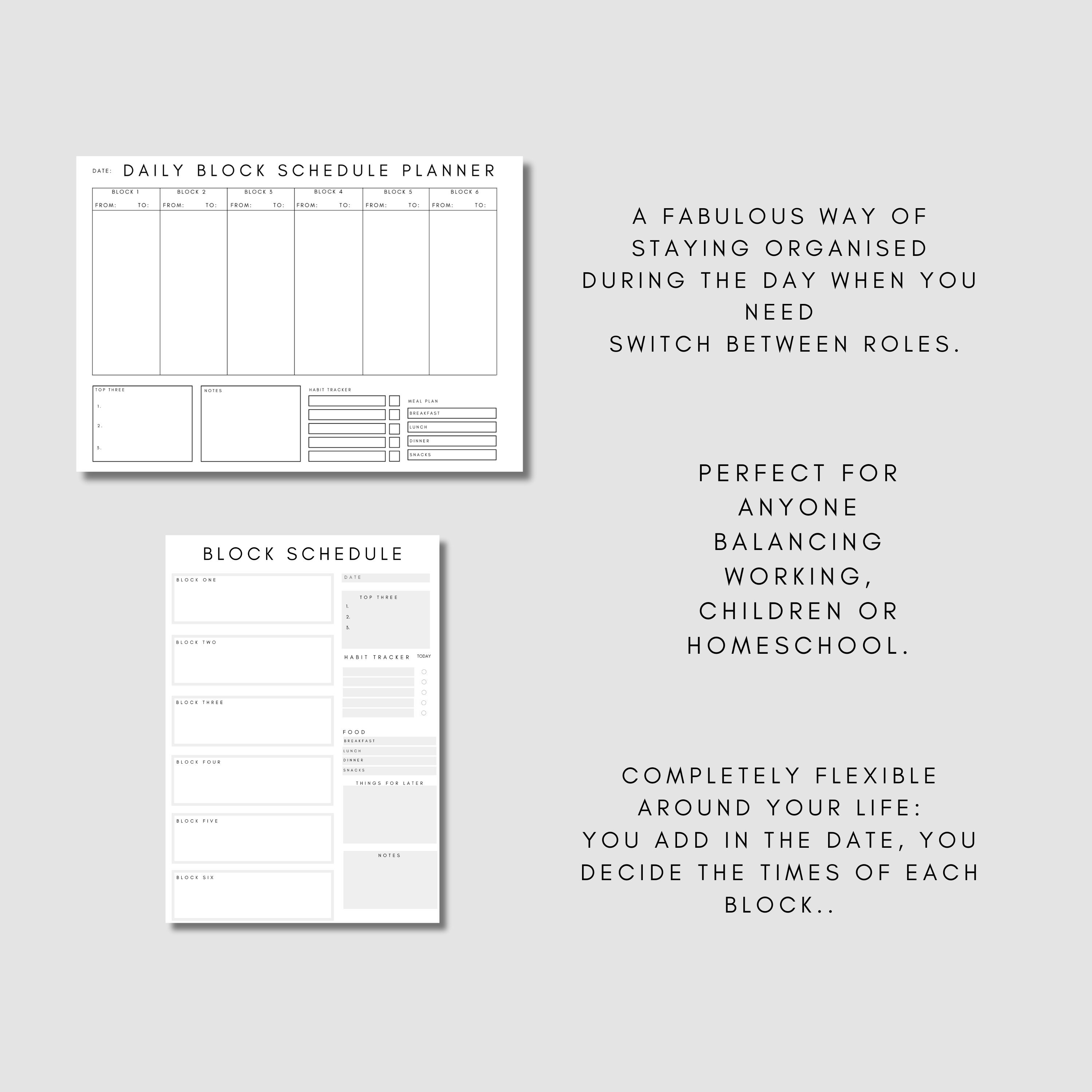 Block Schedule and Timer Tracker: Minimalist Daily Planner Pdf in 2 ...
