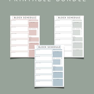 Block Schedule, Printable Planner Bundle. an Undated Daily Planner ...