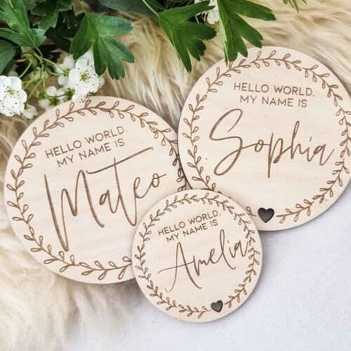 Baby Announcement Sign Hello World Plaque Baby Arrival - Etsy