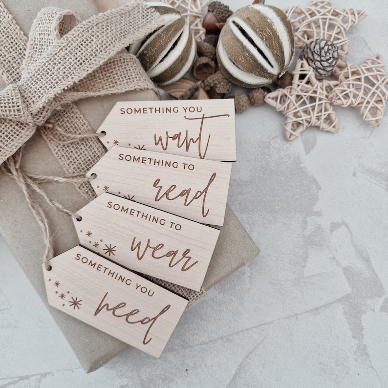 Personalised Luxury Want, Wear, Need, Read Christmas Present Tags - Set ...