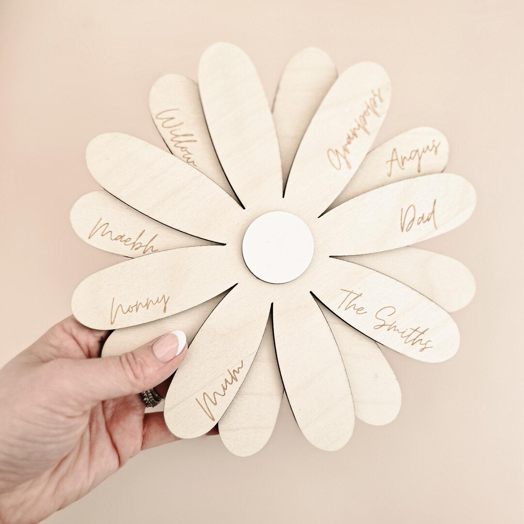 Personalised Wooden Family Tree Flower Children Grandchildren Names ...