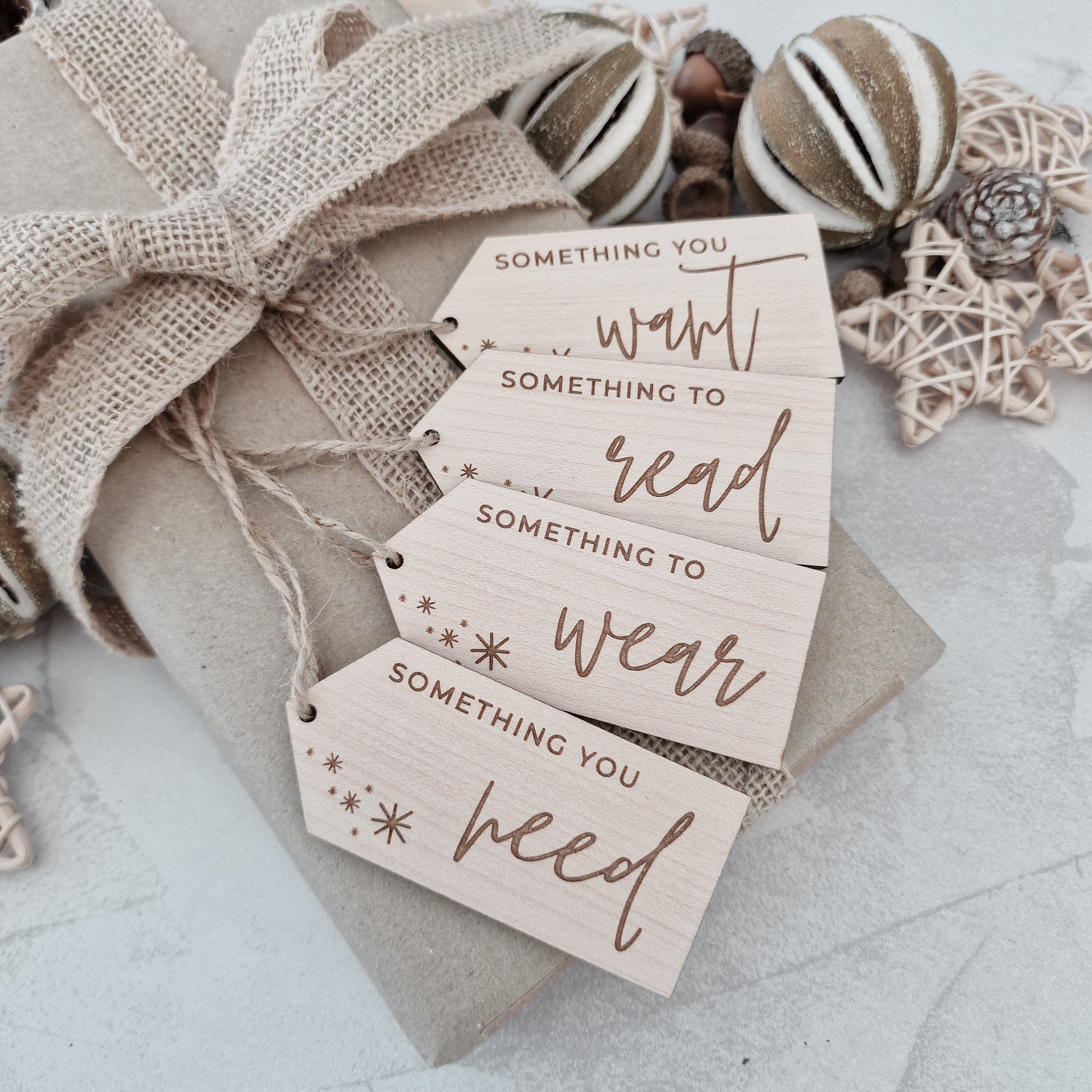 Personalised Luxury Want, Wear, Need, Read Christmas Present Tags - Set ...