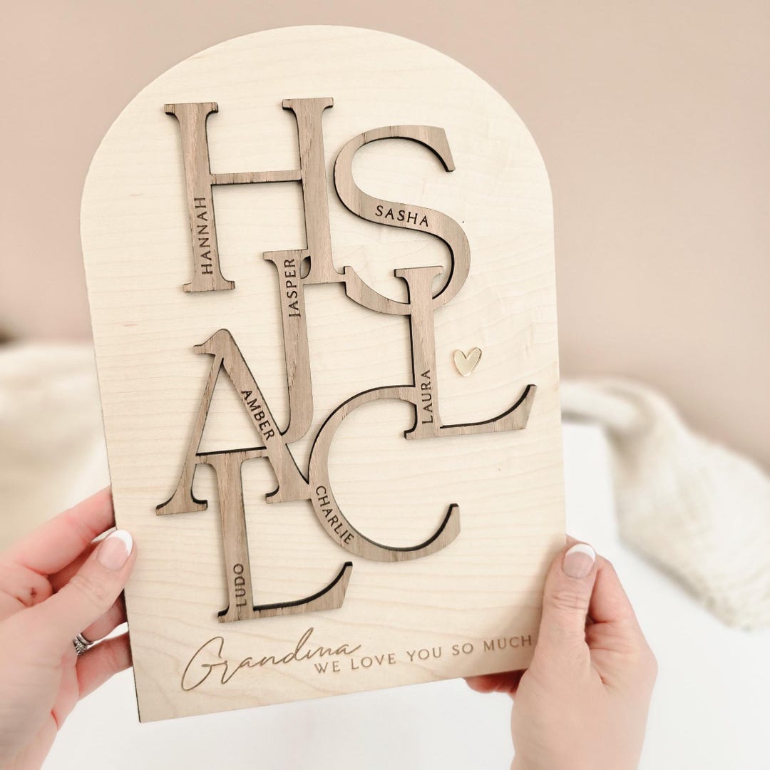 Personalised Family Tree Initials Grandchildren Children Names Plaque ...