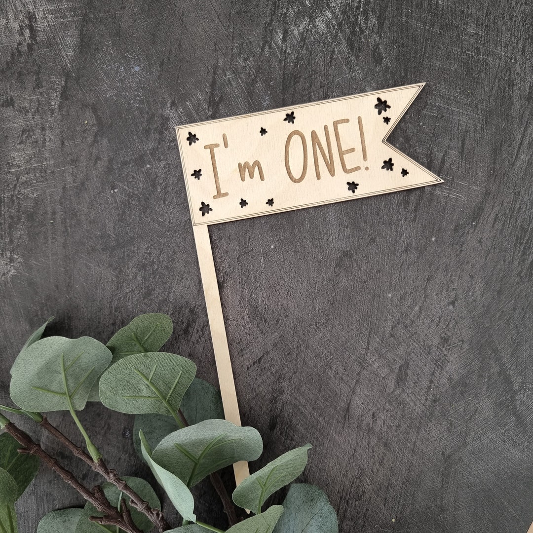 Personalised Wooden Flag - Cake Topper - Children's Décor - Accessory ...
