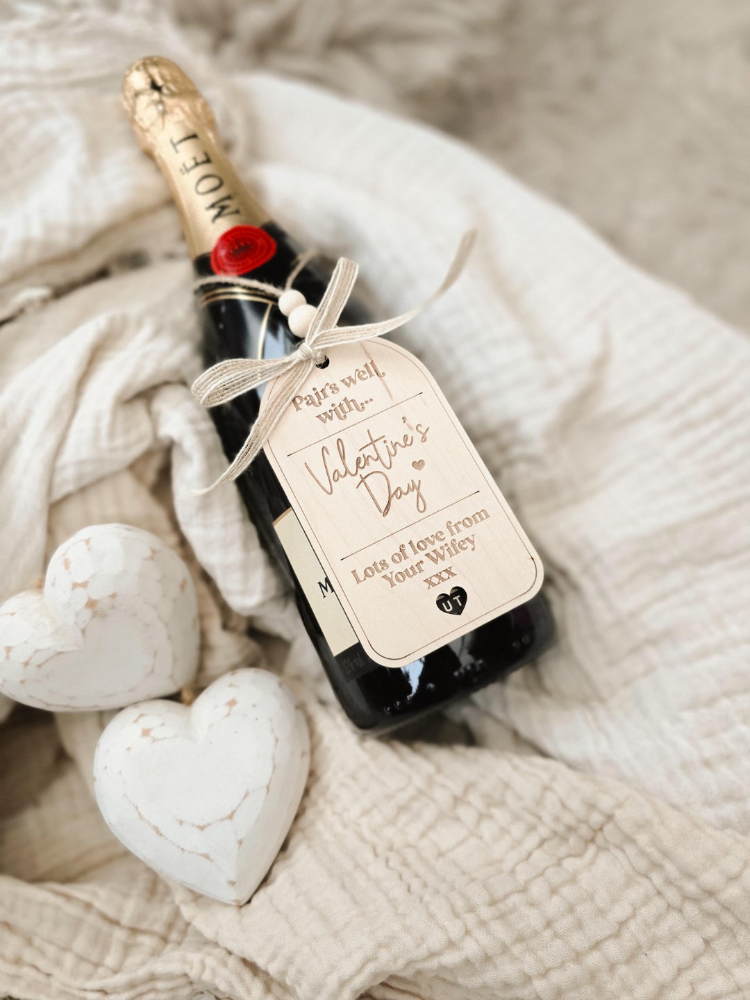 Personalised Bottle Label Tag, Valentine's Day Gift, Wine, Champagne ...