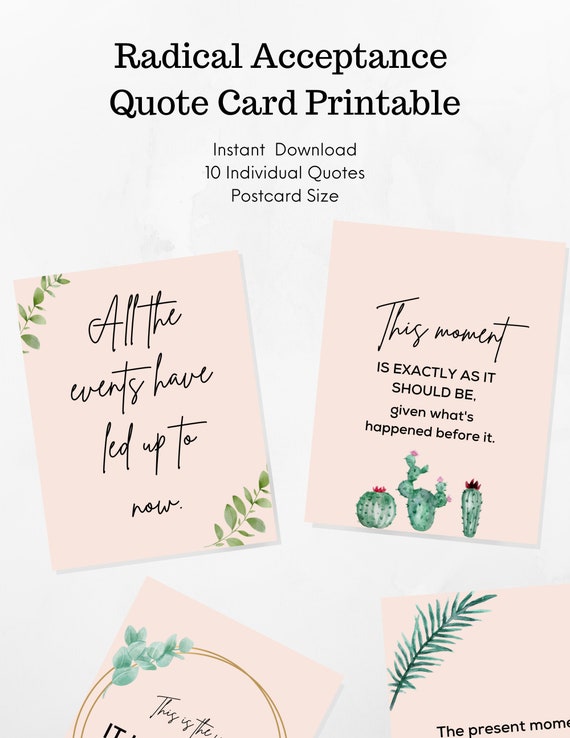 Radical Acceptance Quote Card Printable DBT Mantras & - Etsy