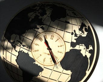 World Map Wall Clock - Etsy