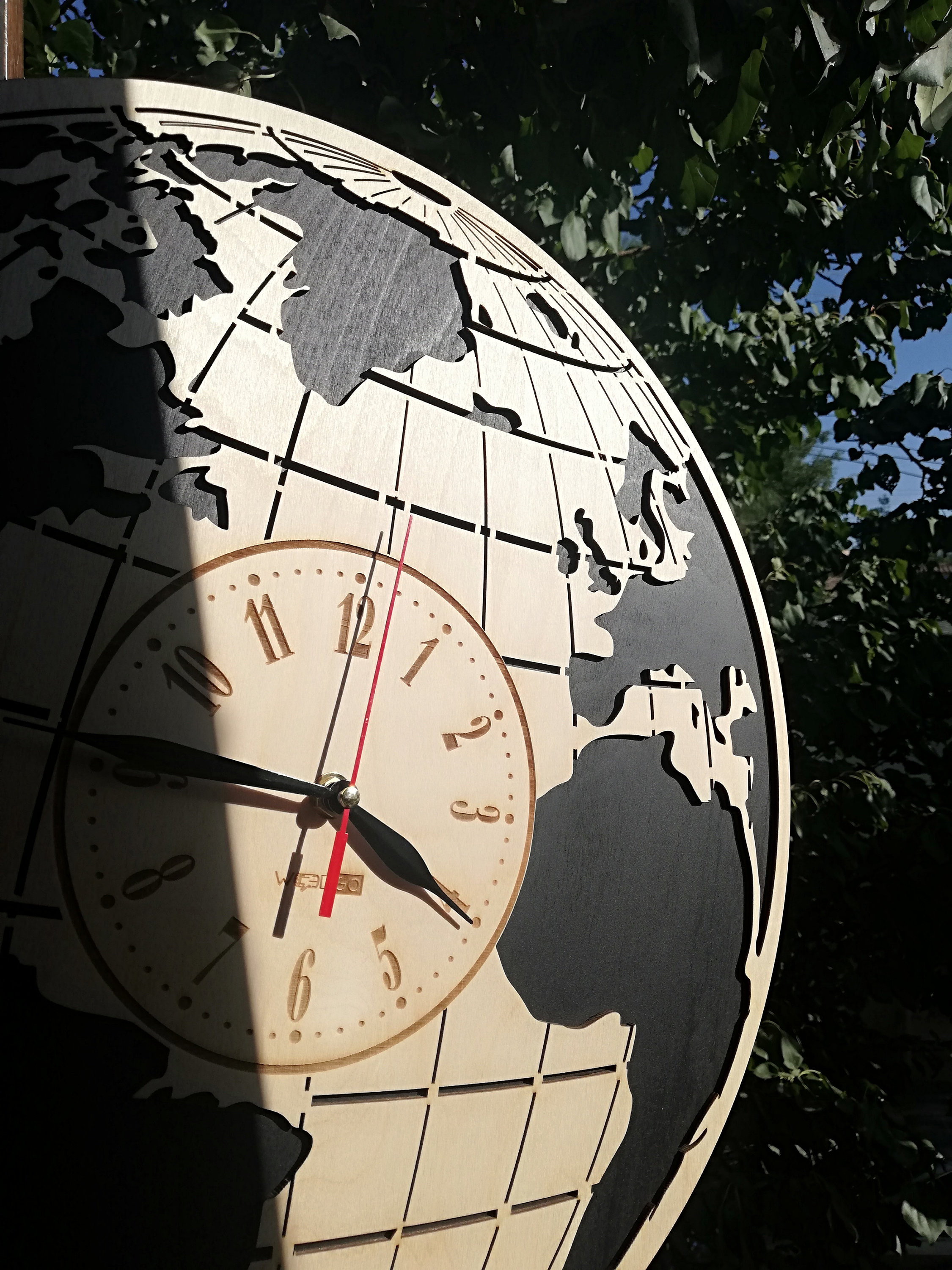Large World Map Wall Clock - Map