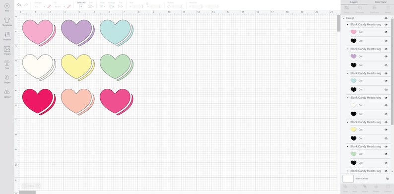 Blank Candy Hearts SVG, Conversation Hearts SVG, Valentine's Day SVG ...