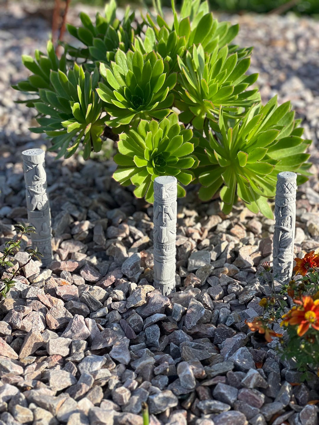 Stone Mini Totem Pole Sculpture: Unique Outdoor or Interior Decor for ...