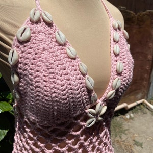 Crochet Sea Shell Halter Tie Beach Top - Etsy