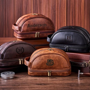 Personalized Shaving Kit Groomsmen Toiletry Bag PU Leather Dopp Kit ...