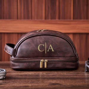 Personalized Shaving Kit Groomsmen Toiletry Bag PU Leather Dopp Kit ...