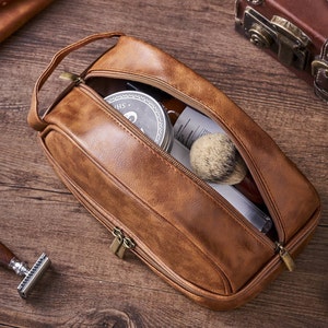Personalized Shaving Kit Groomsmen Toiletry Bag PU Leather Dopp Kit ...